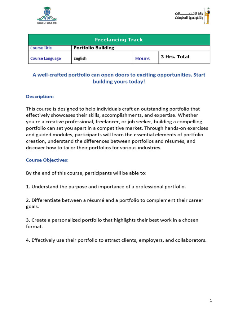 Portfolio Building Handout | PDF | Résumé | Human Communication