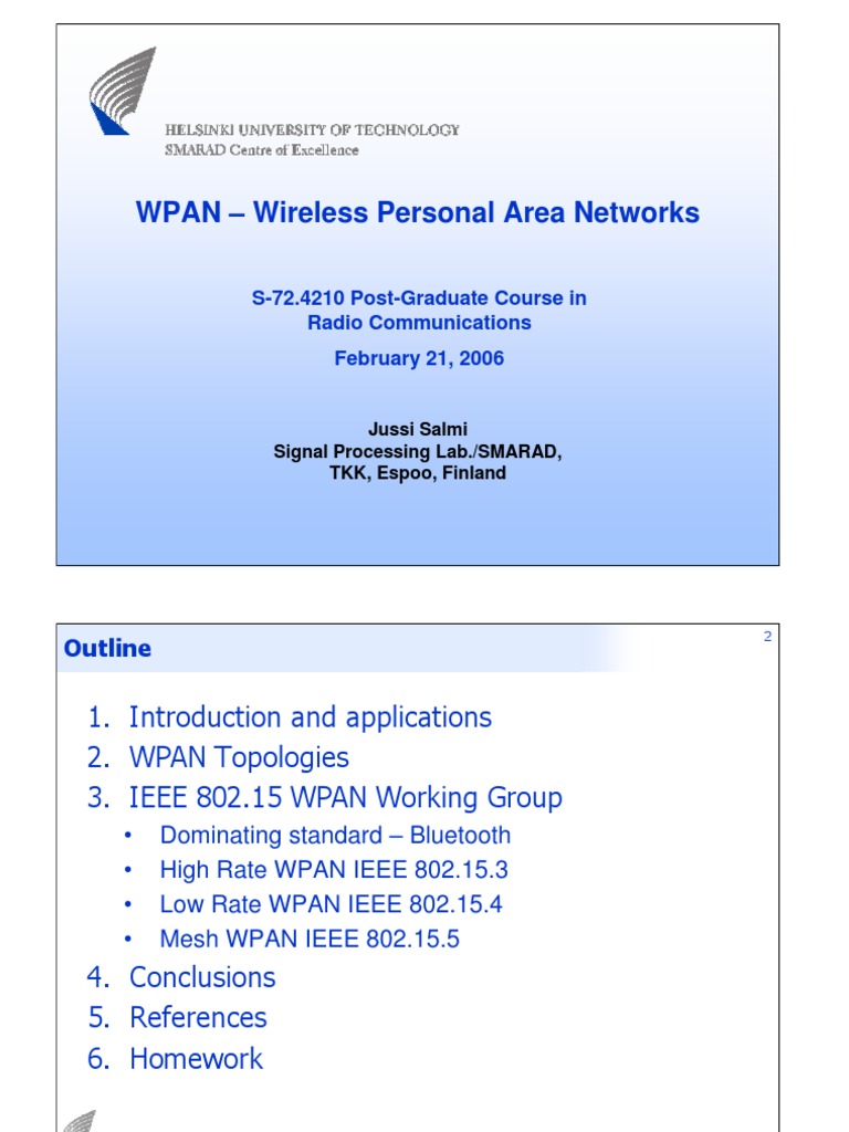 WPAN - Wireless Personal Area Networks | PDF | Wireless Lan | Computer ...
