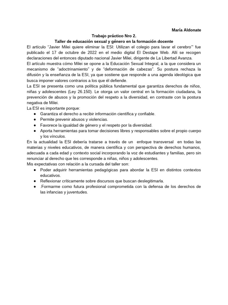 Taller de ESI. tp2 | PDF