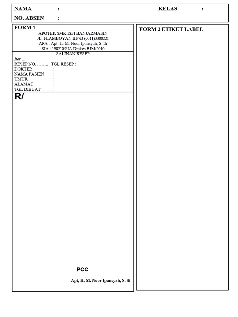 Jurnal Apotek Simulasi Non Racikan 1 Pdf