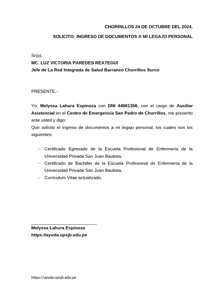 Solicitud de Documentos - Minsa | PDF