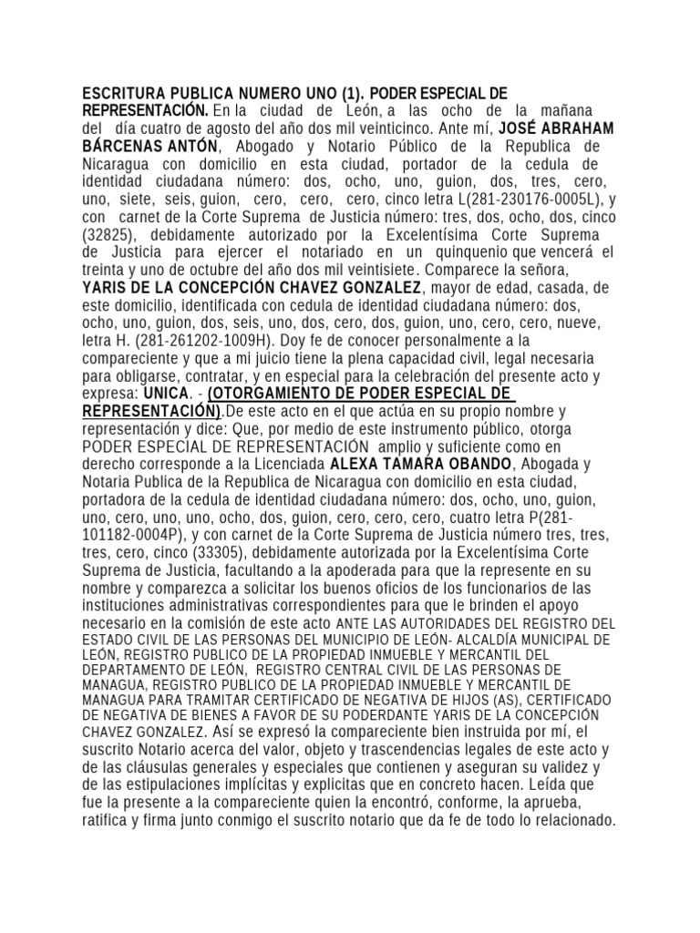 Poder Especial de Representación Notarial | PDF | Justicia | Crimen y ...
