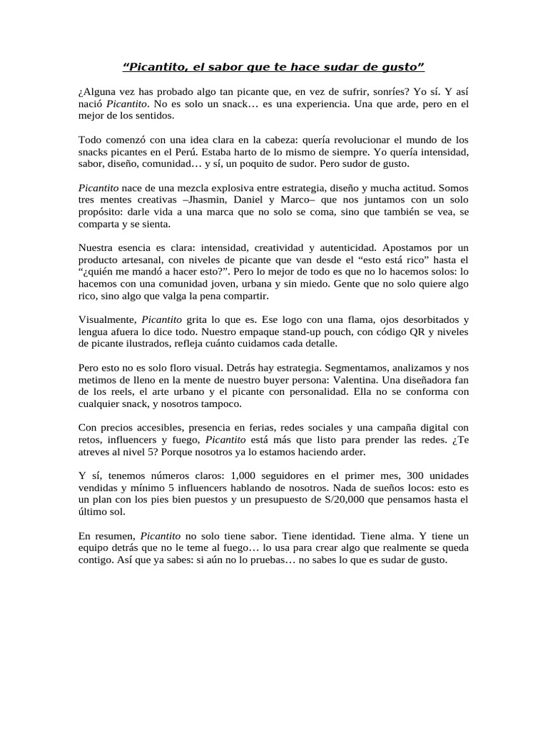 Picantito: Sabor que hace sudar | PDF