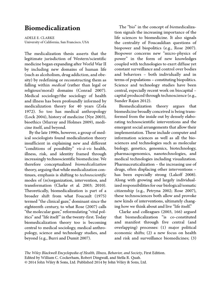 Understanding Biomedicalization Theory | PDF | Medicine | Health Sciences