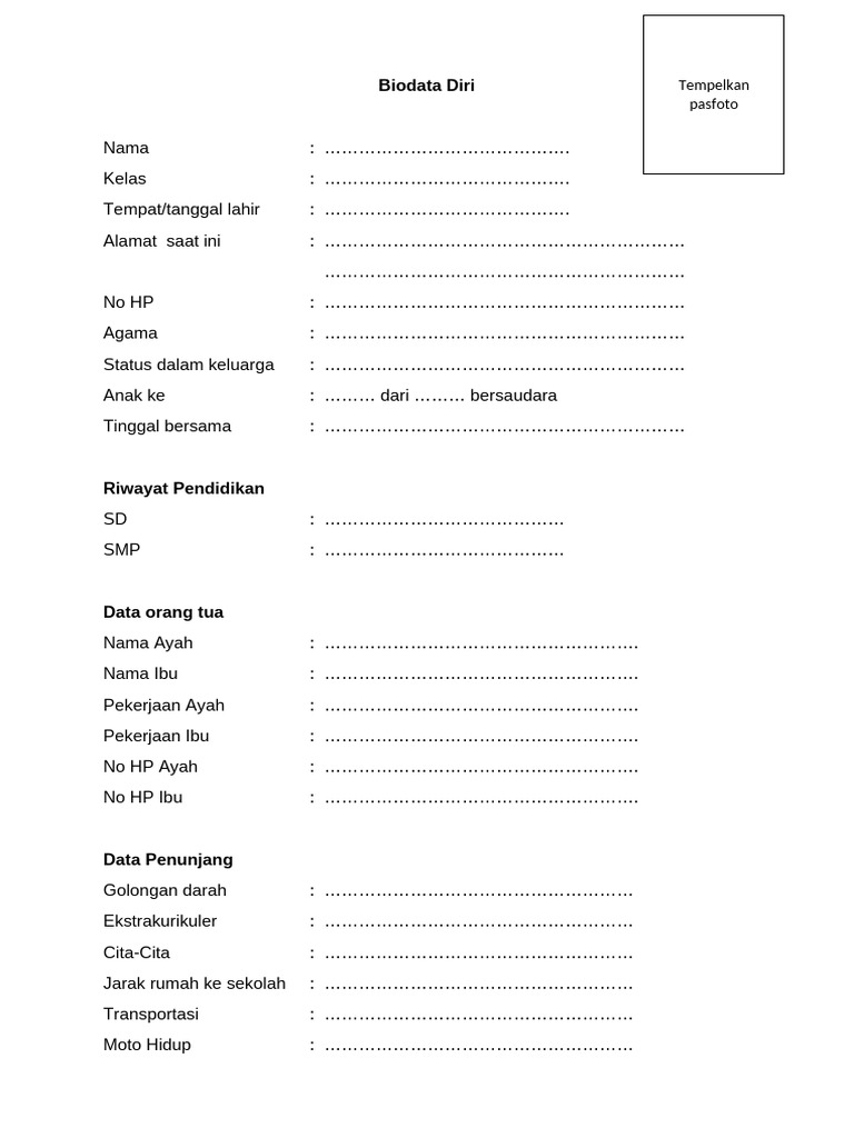 Format Biodata Diri | PDF