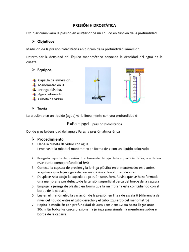 Presión Hidrostática | PDF