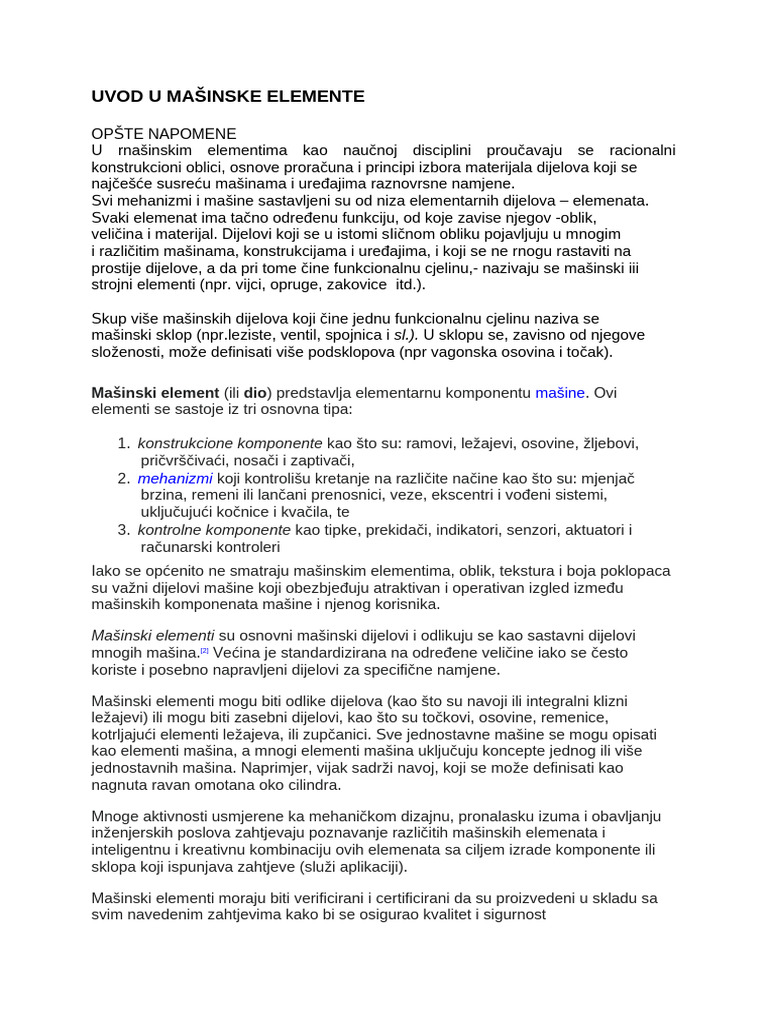 Masinski Elementi - Onl | PDF
