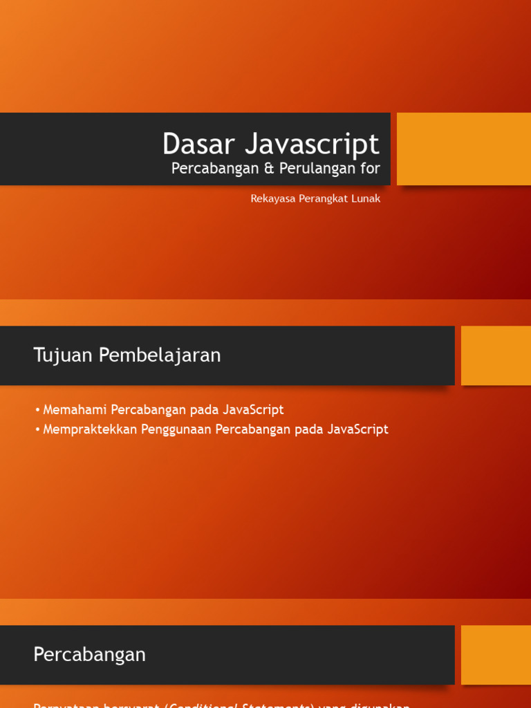 Dasar Javascript - Percabangan Dan Perulangan | PDF