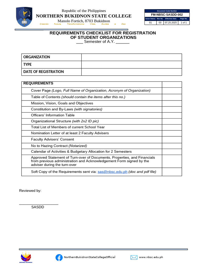 Student Organization Registration Checklist | PDF