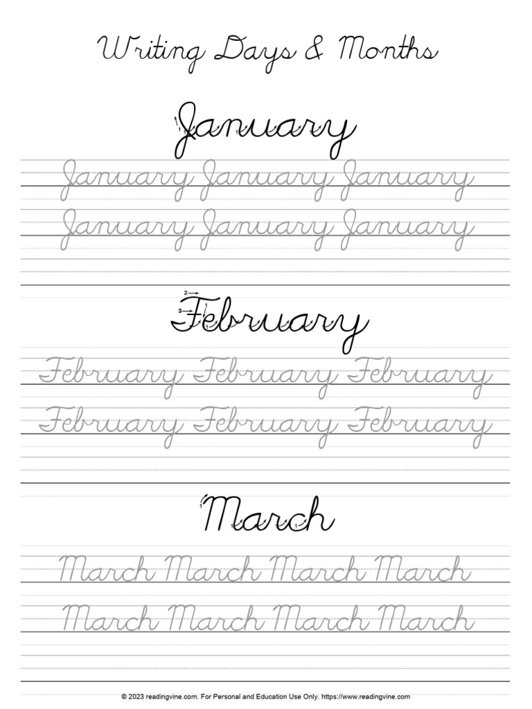 Practice Writing The Months of The Year in Cursive | PDF