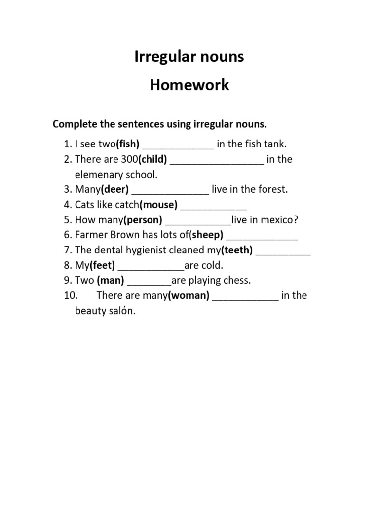 Irregular Nouns | PDF