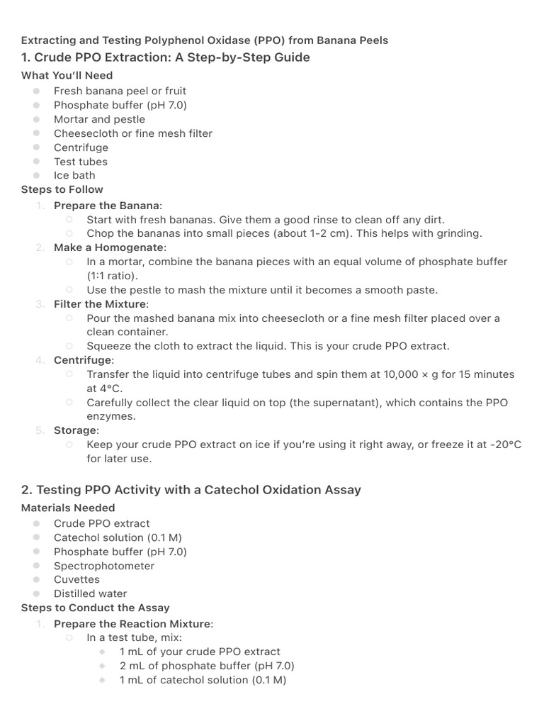 Extracting and Testing PPO from Bananas | PDF | Chemistry | Physical ...