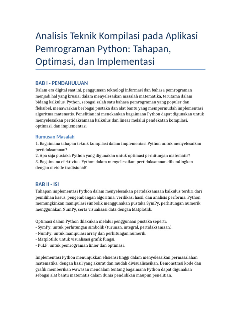 Teknik Kompilasi Python untuk Kalkulus | PDF