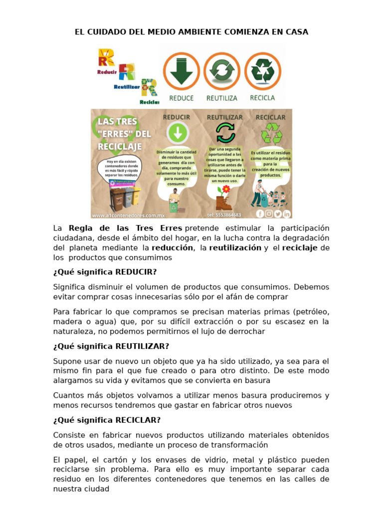 Significado de las 3 Erres en casa | PDF