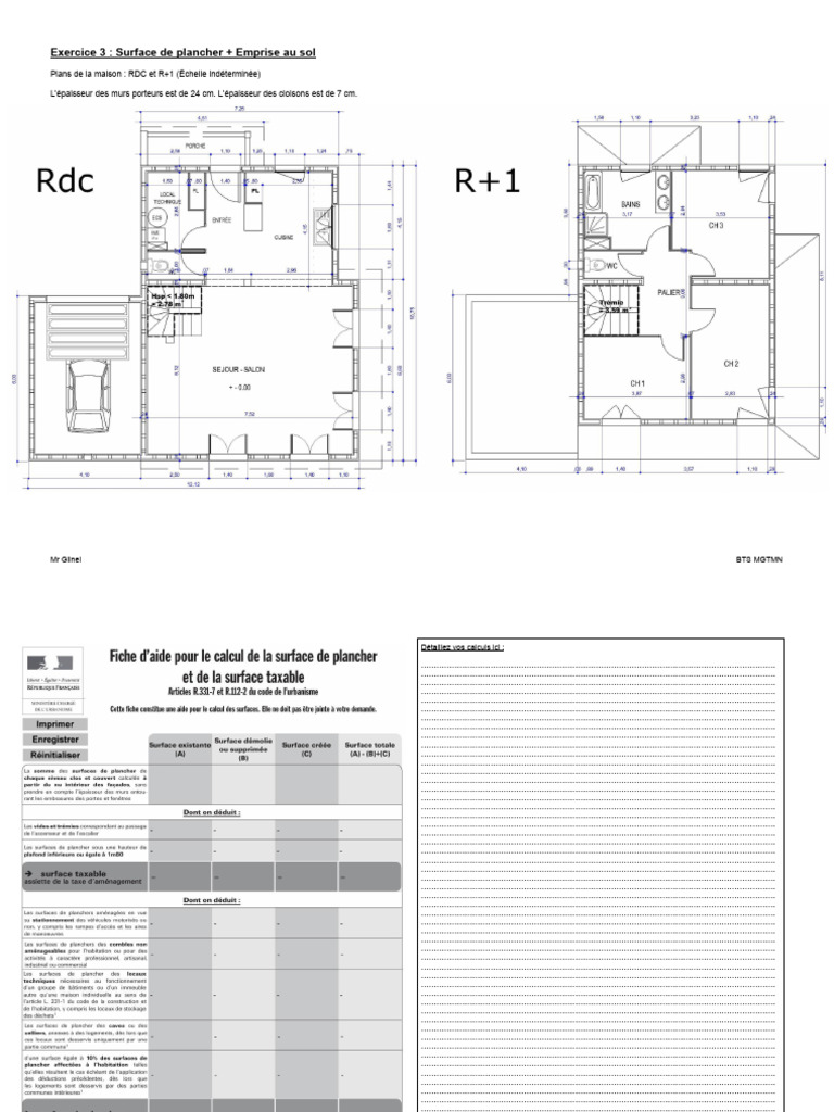 Exercice 2 - Surface de Plancher | PDF