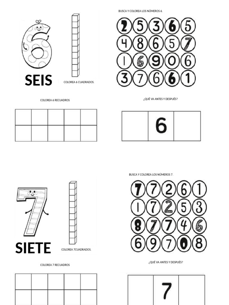 Ejercicios de colorear el número 6 | PDF
