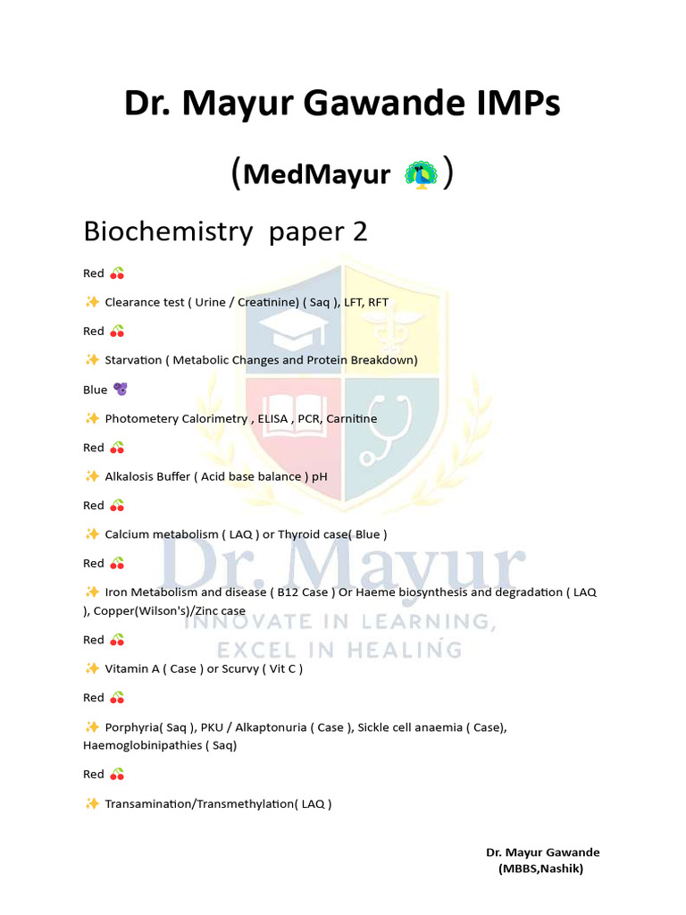Biochemistry 2 Red and Blue | PDF