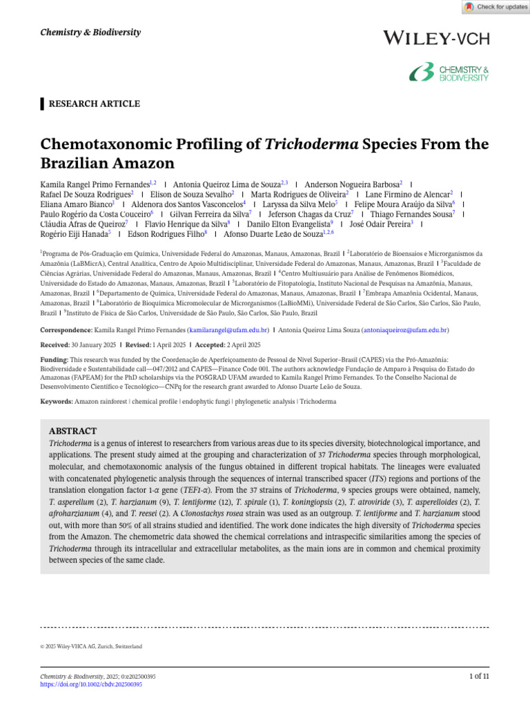 Chemotaxonomy of Amazon Trichoderma Species | PDF | Species | Fungus