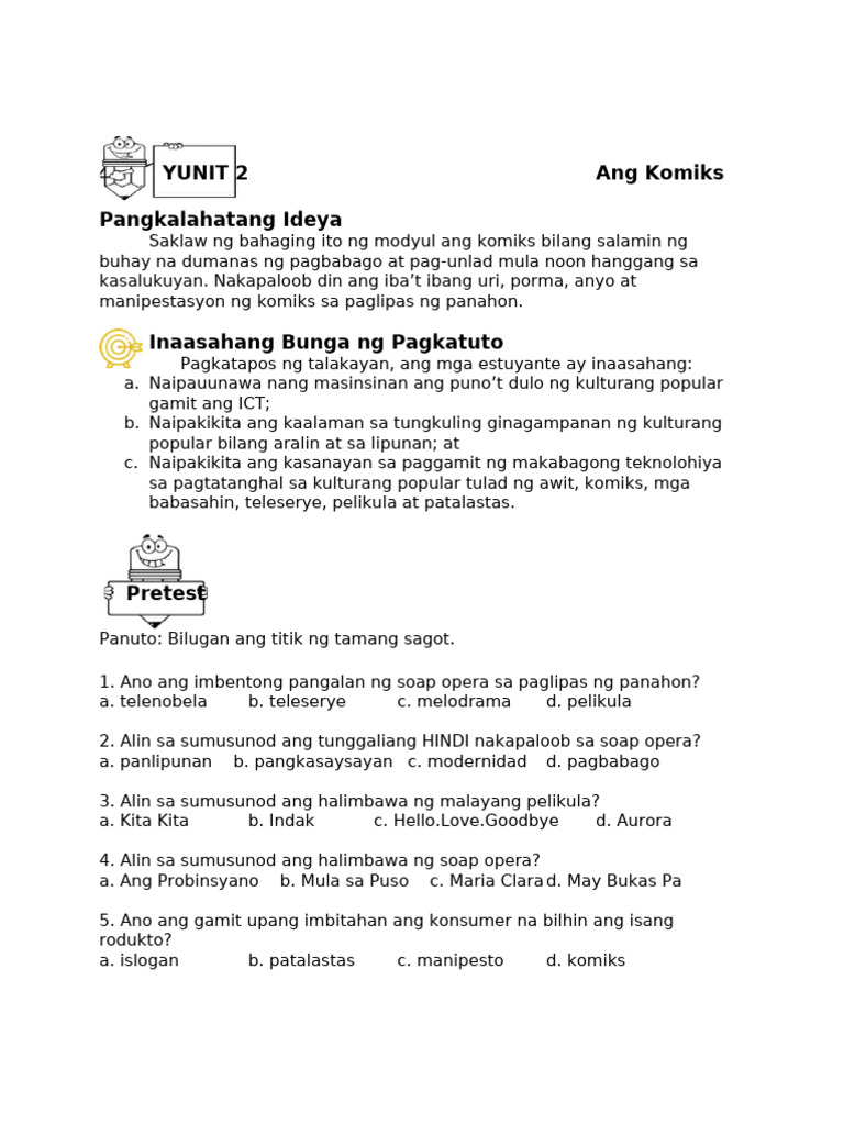 Yunit 2 Ang Komiks | PDF