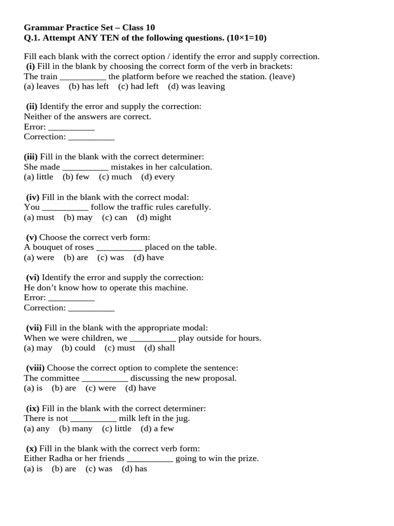 Grammar Practice Set P2 | PDF | Verb | Linguistic Typology