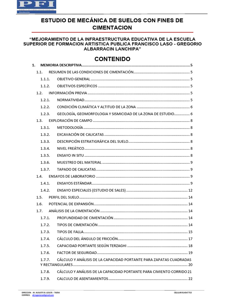 ESTUDIO DE MECÁNICA DE SUELOS CON FINES DE CIMENTACIÓN ESFA FRANCISCO LASO | PDF | Fundación ...