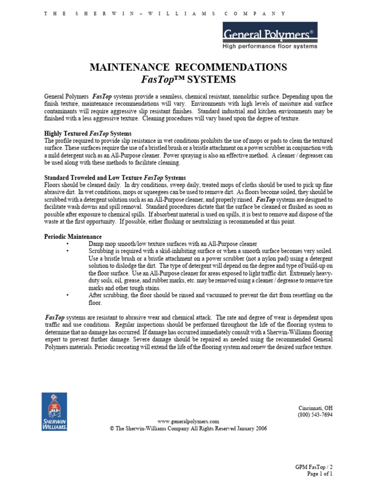 FasTop Systems Maintenance Guide | PDF | Materials | Cleaning