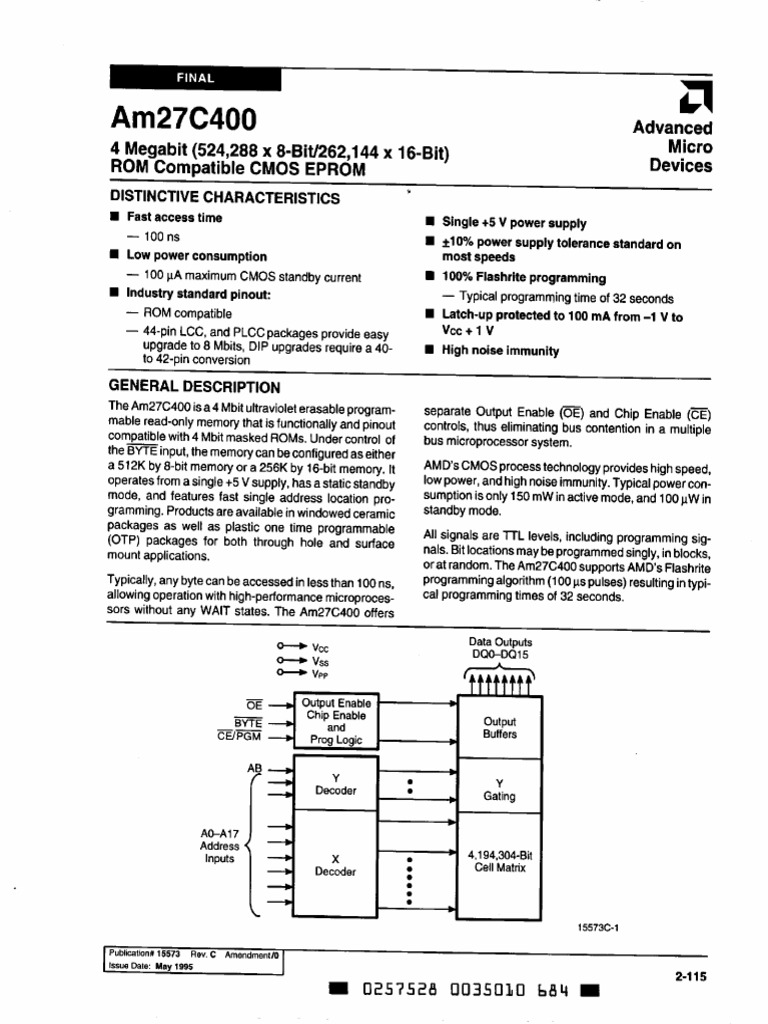 AMD AM27C400 120PC Datasheet | PDF