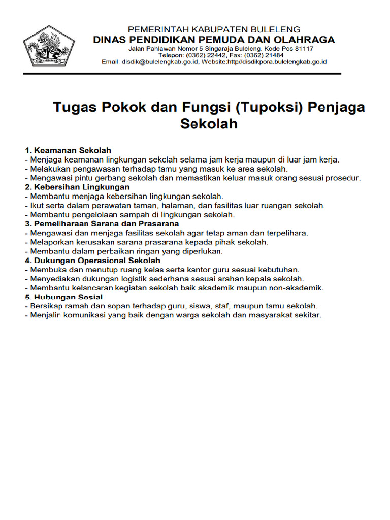 Tupoksi Kerja | PDF