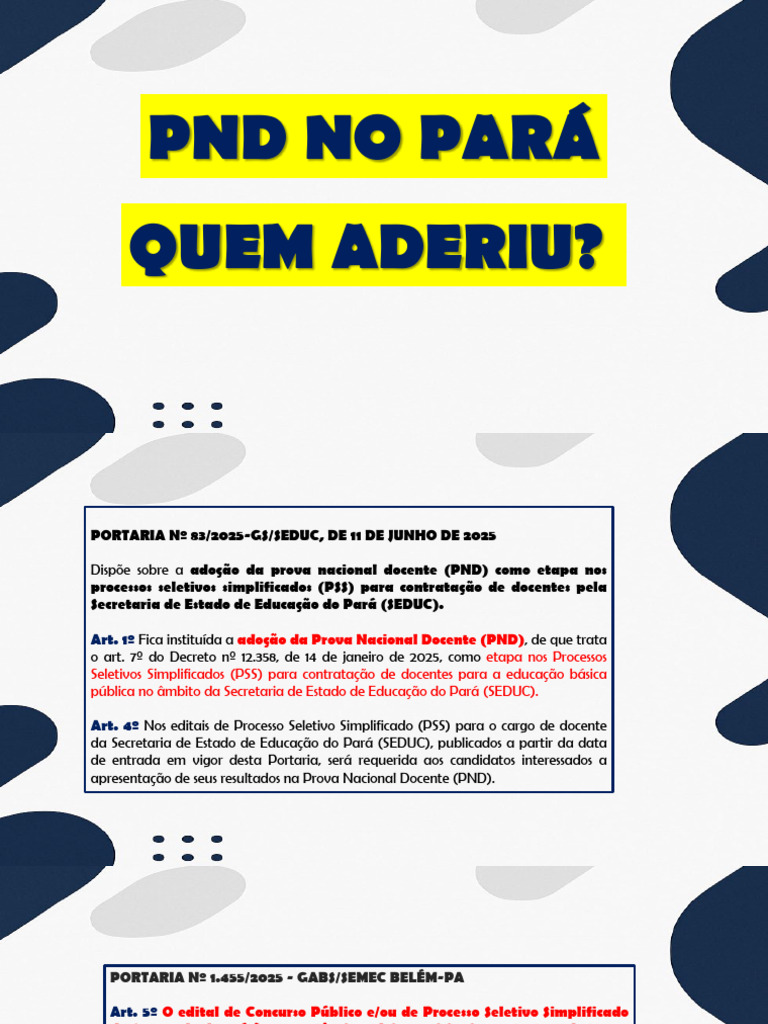 Municípios do Pará que Aderiram à PND | PDF