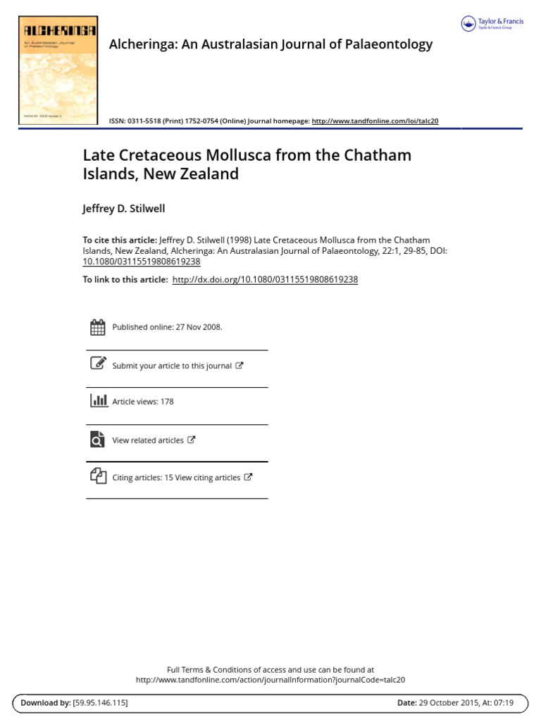 Late Cretaceous Mollusca From The Chatham, Jeffrey D. Stilwell 2008 ...