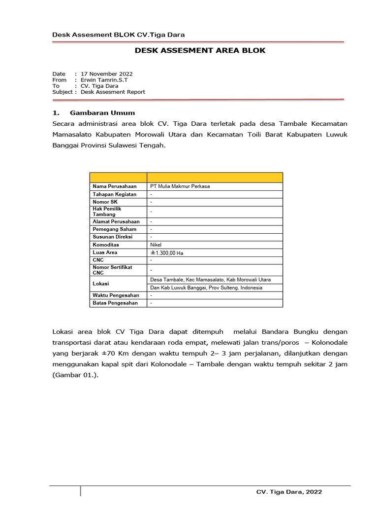 Deskk Assesment CV TIGA DARA | PDF