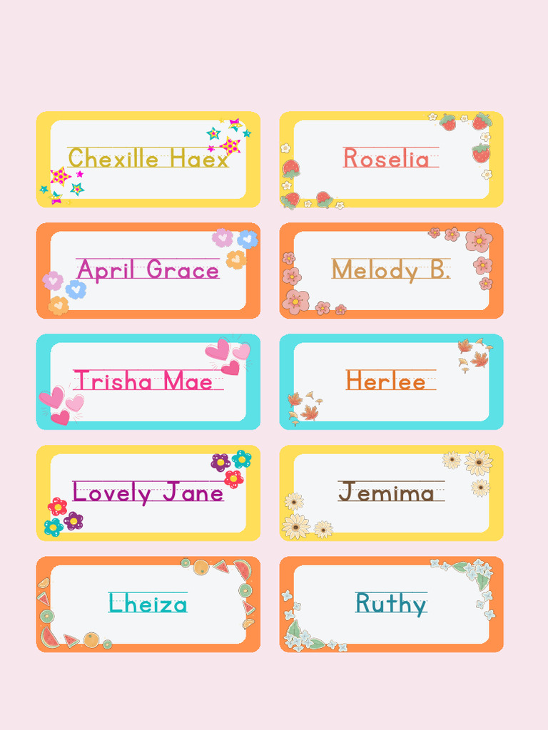 Pink and Colorful Cute Name Tag A4 Document - 20250902 - 183237 - 0000 ...