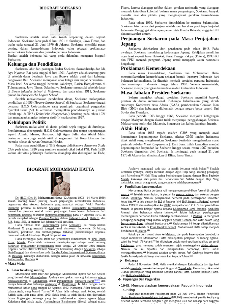 Biografi Singkat Soekarno, Proklamator RI | PDF