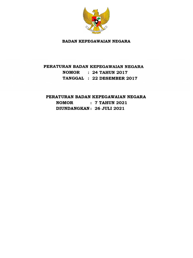 Peraturan BKN Nomor 24 Tahun 2017 Tata Cara Pemberian Cuti PNS | PDF