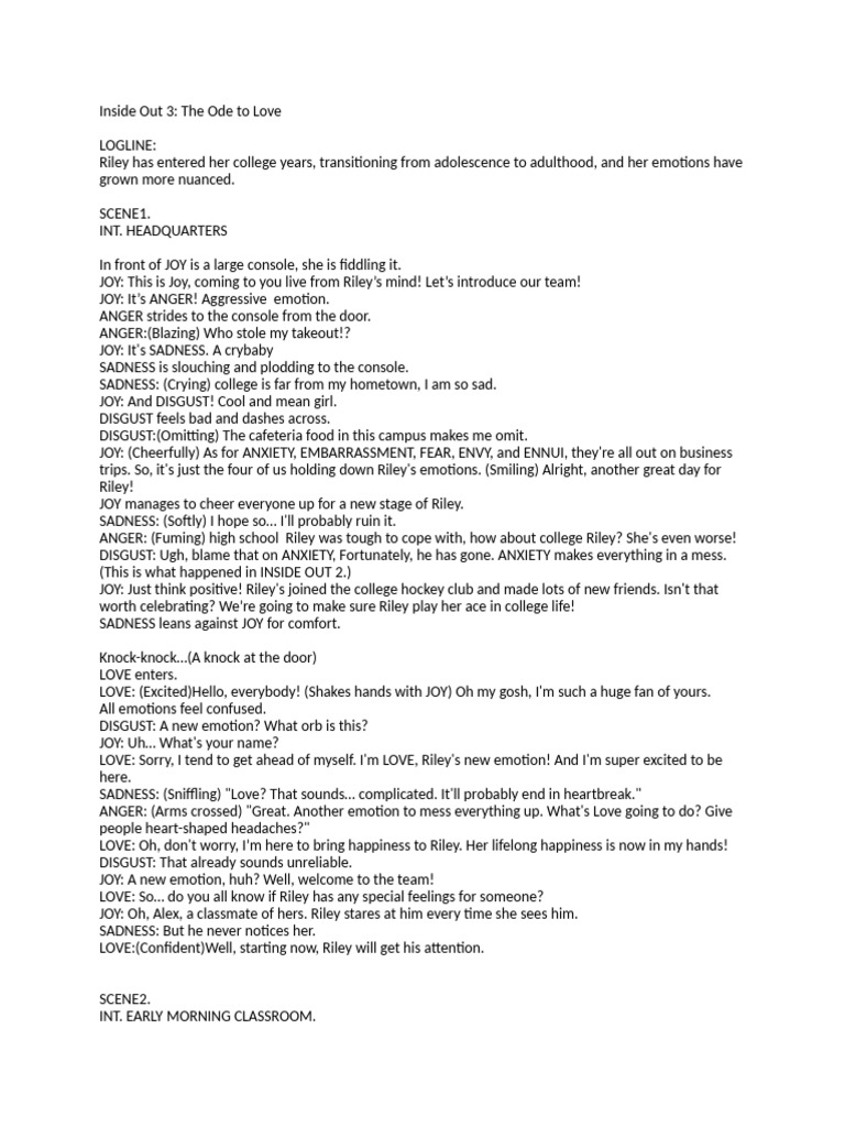 Inside Out 3 The Ode To Love | PDF | Emotions | Psychology
