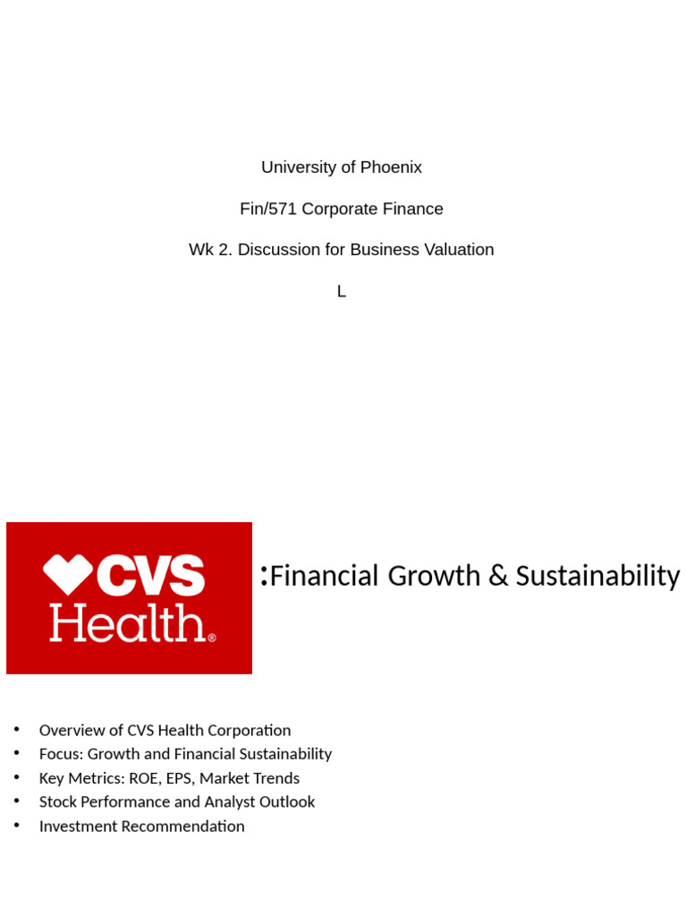 CVS - Health - Financial - Growth - Sustainability Week 2 Assignment ...