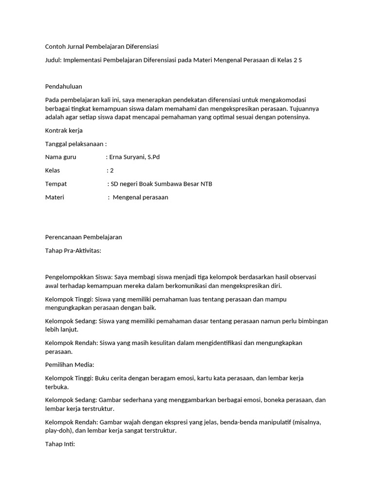 Contoh Jurnal PPG Erna | PDF