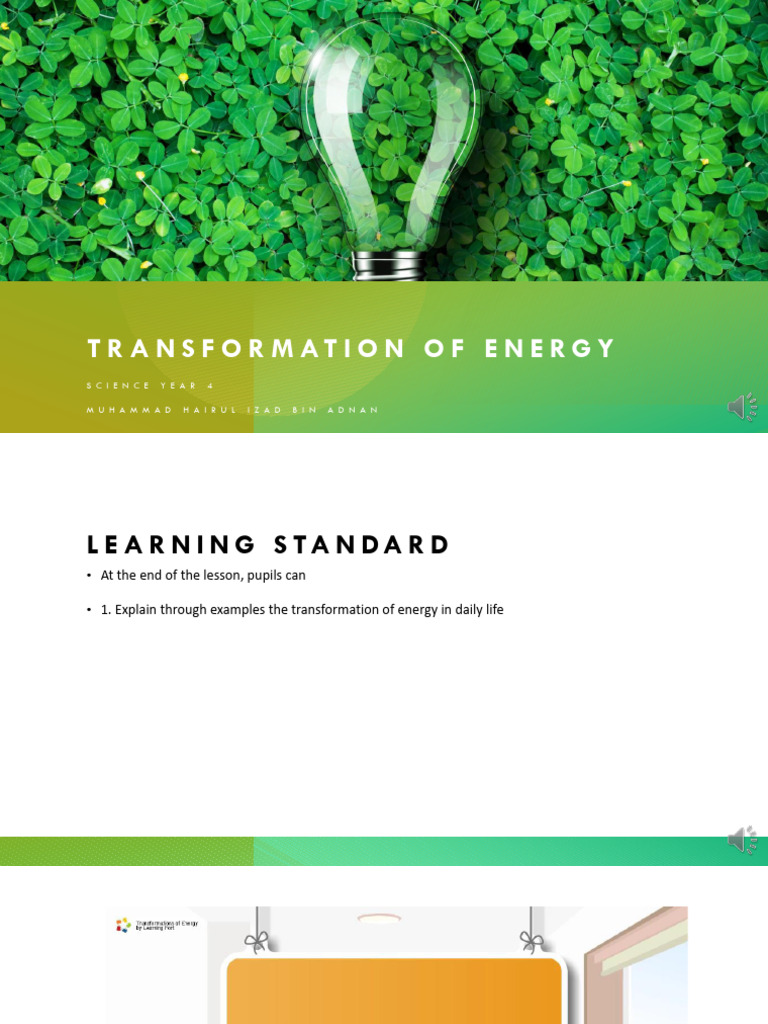 Energy Transformation for Year 4 | PDF