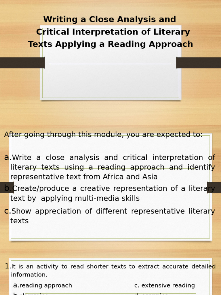 Extensive Reading for Literary Analysis | PDF | Speed Reading | Reading ...