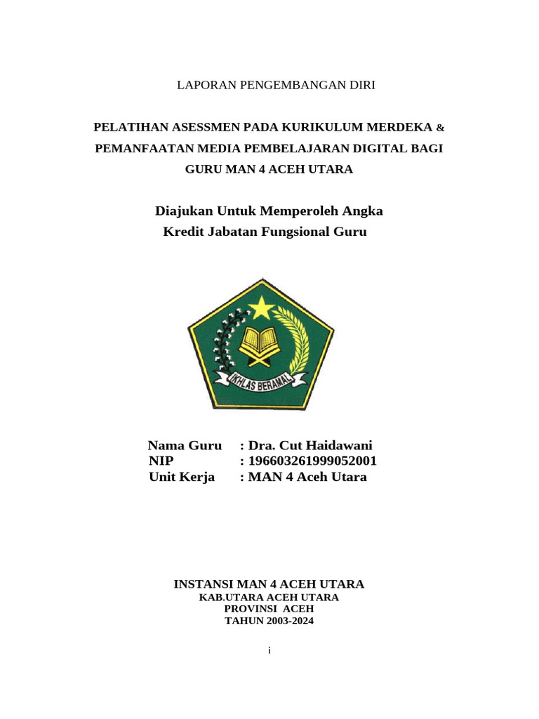 0523 - Template Pengembangan Diri PELATIHAN ASESSMEN PADA KURIKULUM ...
