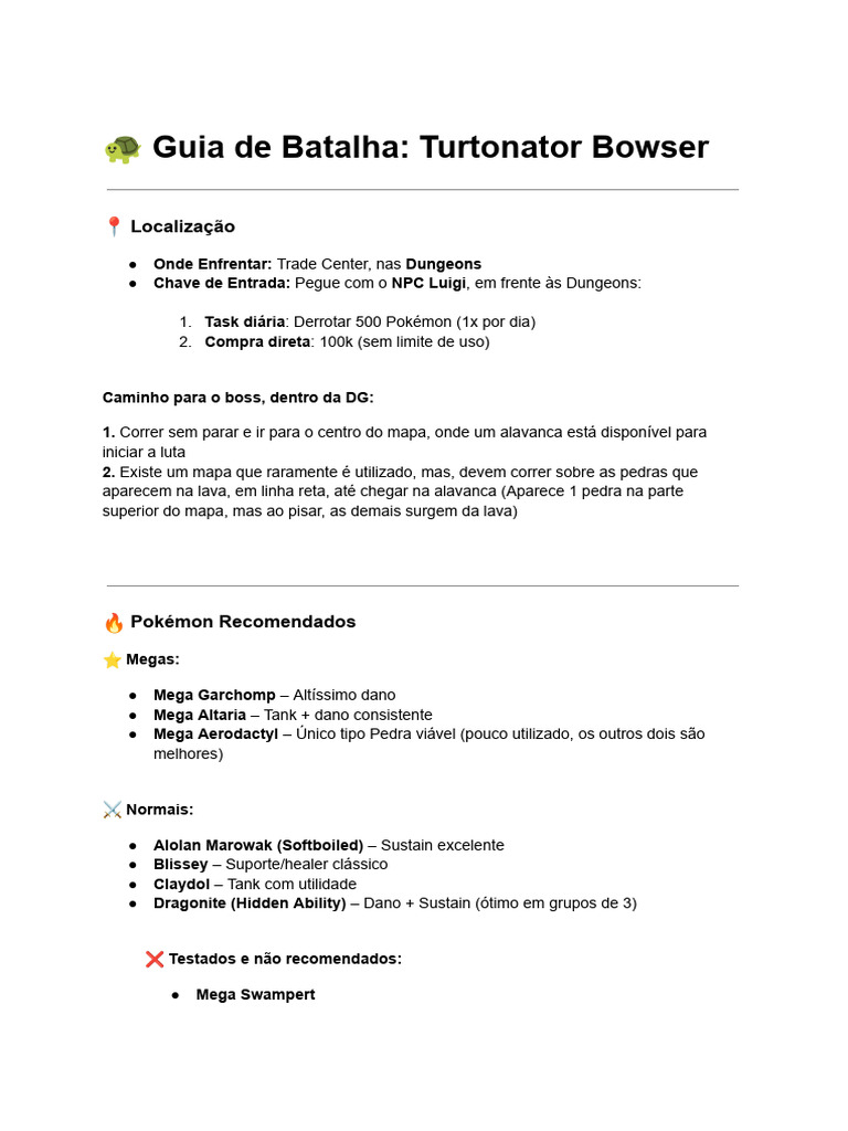 ? Guia de Batalha - Turtonator Bowser | PDF | Videogames | Nintendo