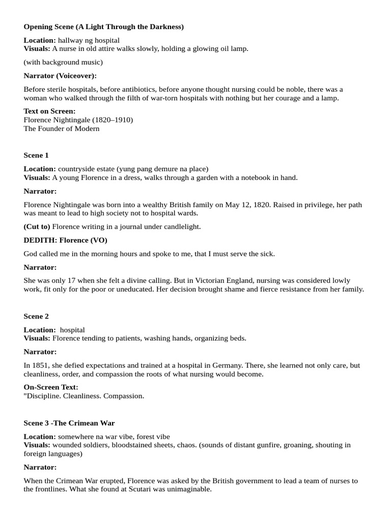 Florence Nightingale Script | PDF | Florence Nightingale