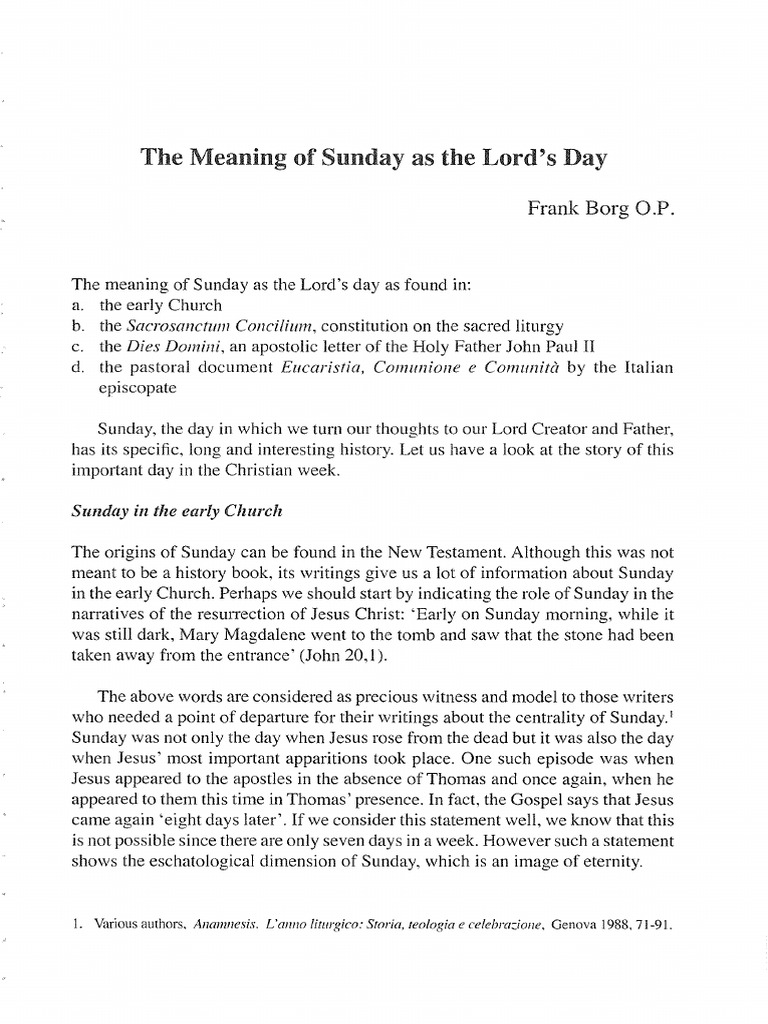 The Meaning of Sunday As The Lord's Day 2005 | PDF | Eucharist ...