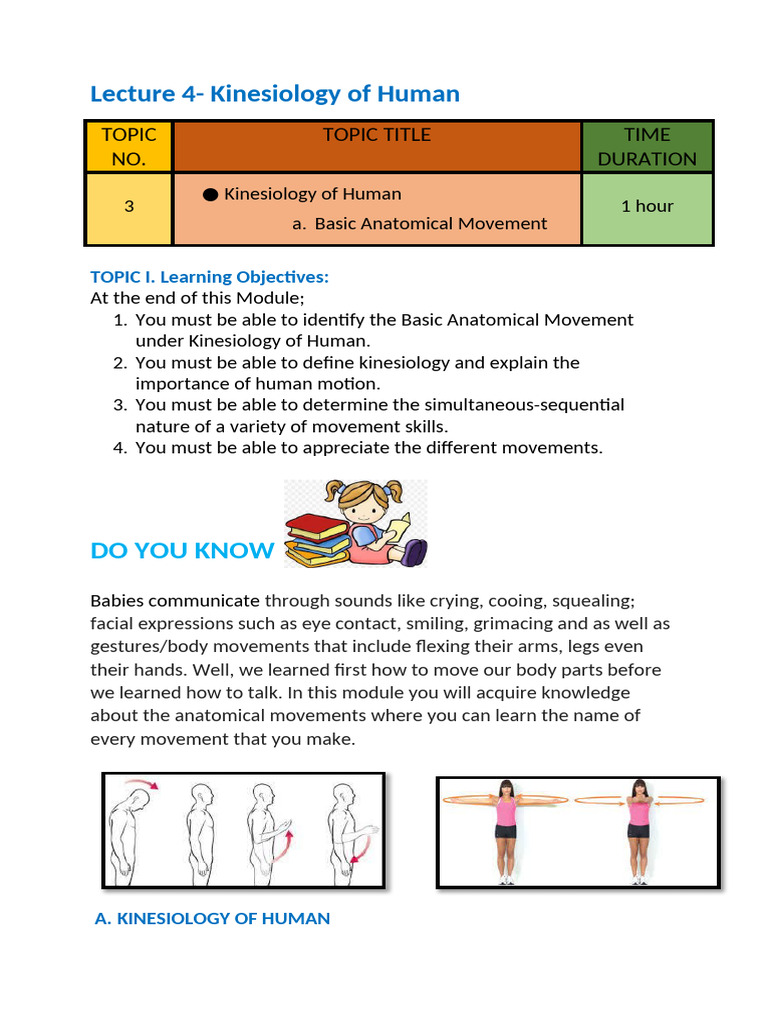 Lecture 4 - Kinesiology of Human | PDF | Anatomical Terms Of Motion ...