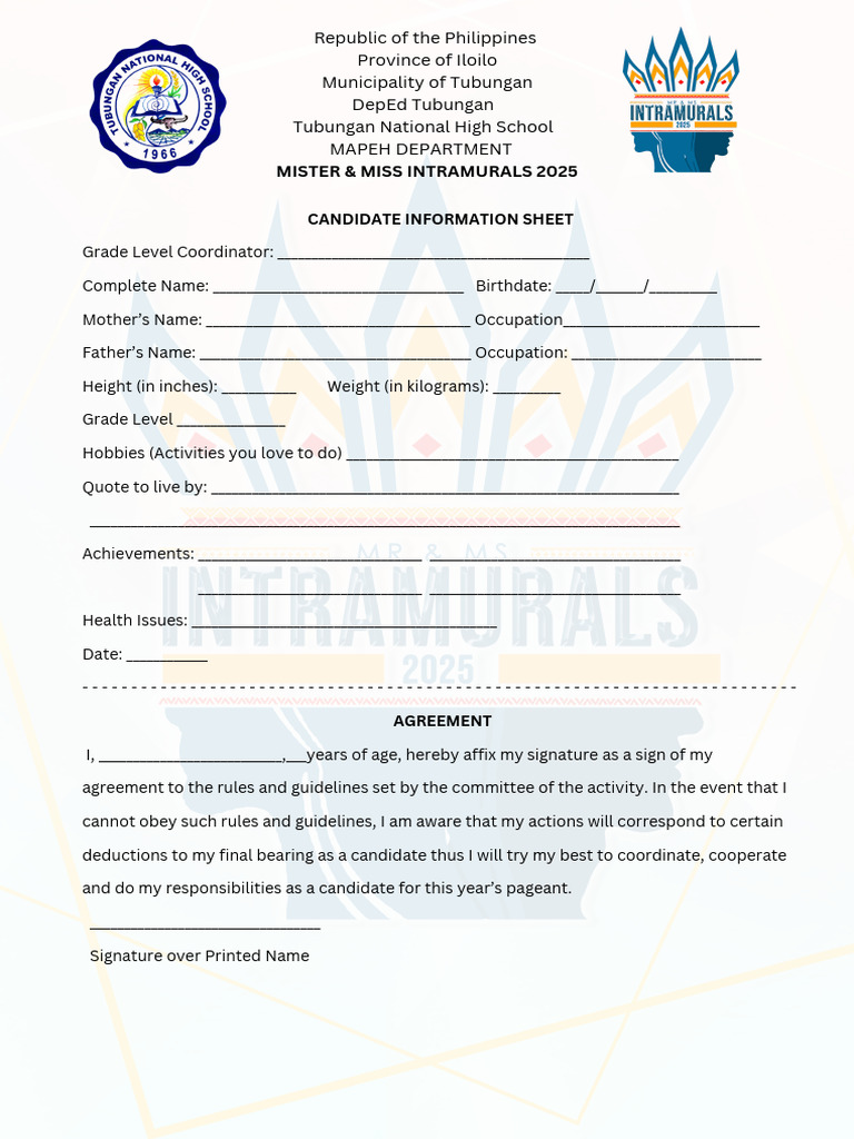 Tubungan Nhs Mr. and Ms. Intrams | PDF