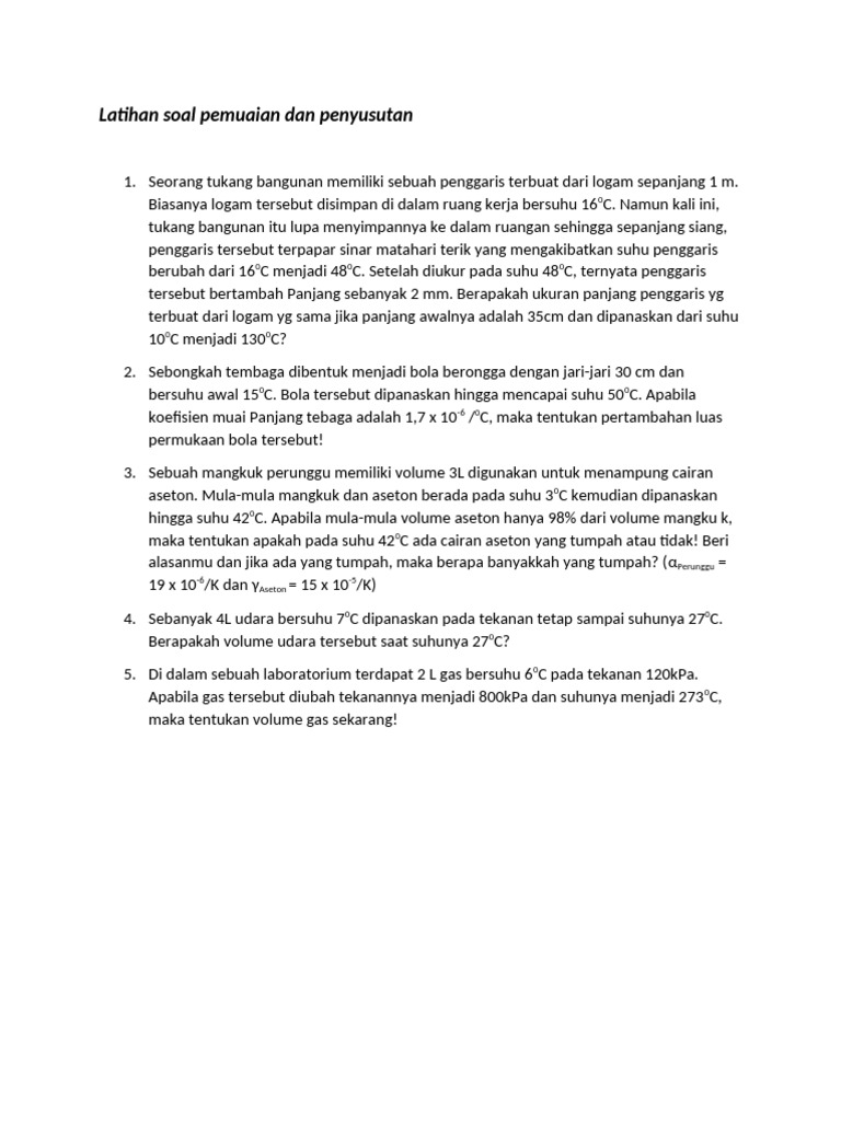 Latihan Soal Pemuaian dan Penyusutan | PDF