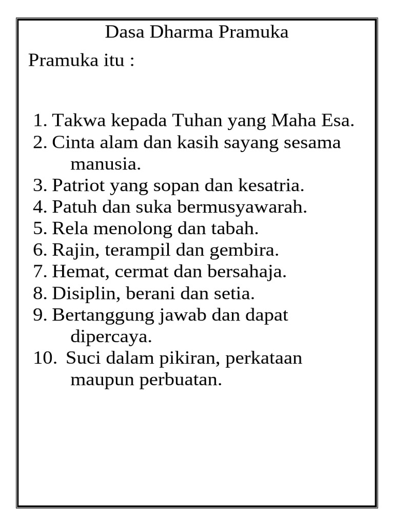 Tri Satya Dan Dasa Darma | PDF