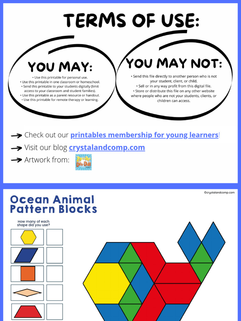 Ocean Animal Pattern Blocks Complete Set FINAL 6 | PDF