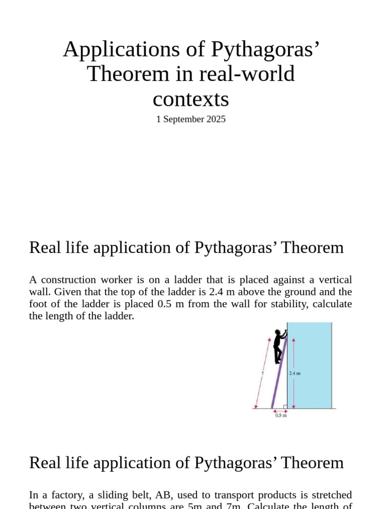 Applications of Pythagoras' Theorem in Real-World Contexts | PDF