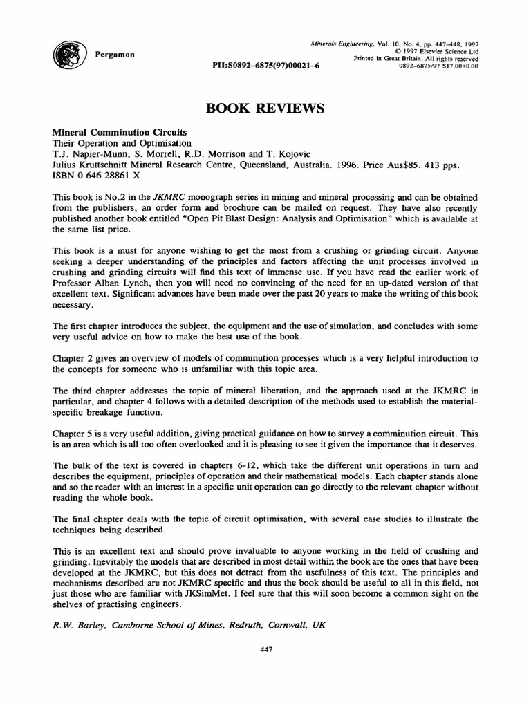 [Minerals Engineering 1997-Apr Vol. 10 Iss. 4] - Mineral Comminution ...